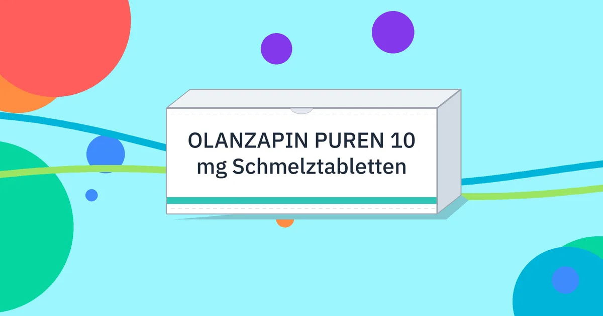 Symbolbild: Packung mit der Aufschrift OLANZAPIN PUREN 10 mg Schmelztabletten (PZN 18700815) – Verfügbarkeit und Bezug in Apotheken in Frankfurt am Main