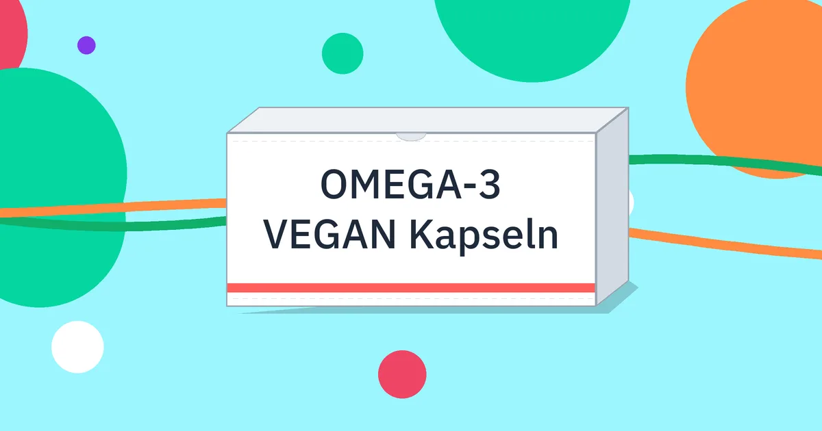 Symbolbild: Packung mit der Aufschrift OMEGA-3 VEGAN Kapseln (PZN 16892911) – Verfügbarkeit und Bezug in Apotheken in Frankfurt am Main