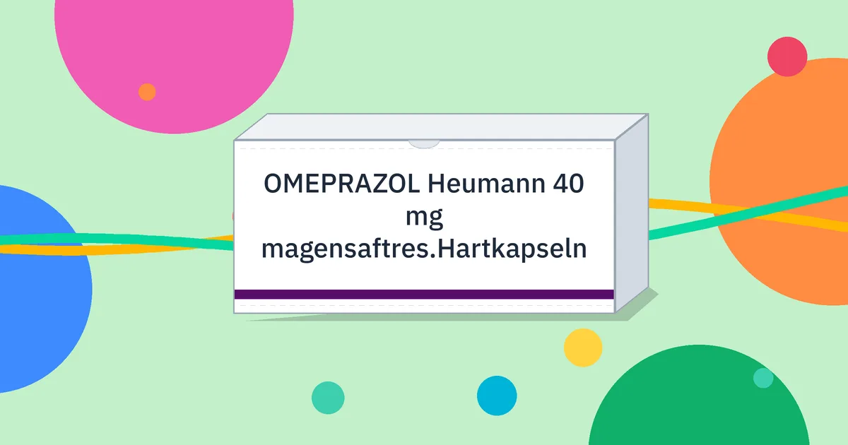 Symbolbild: Packung mit der Aufschrift OMEPRAZOL Heumann 40 mg magensaftres.Hartkapseln (PZN 01715681) – Verfügbarkeit und Bezug in Apotheken in Frankfurt am Main