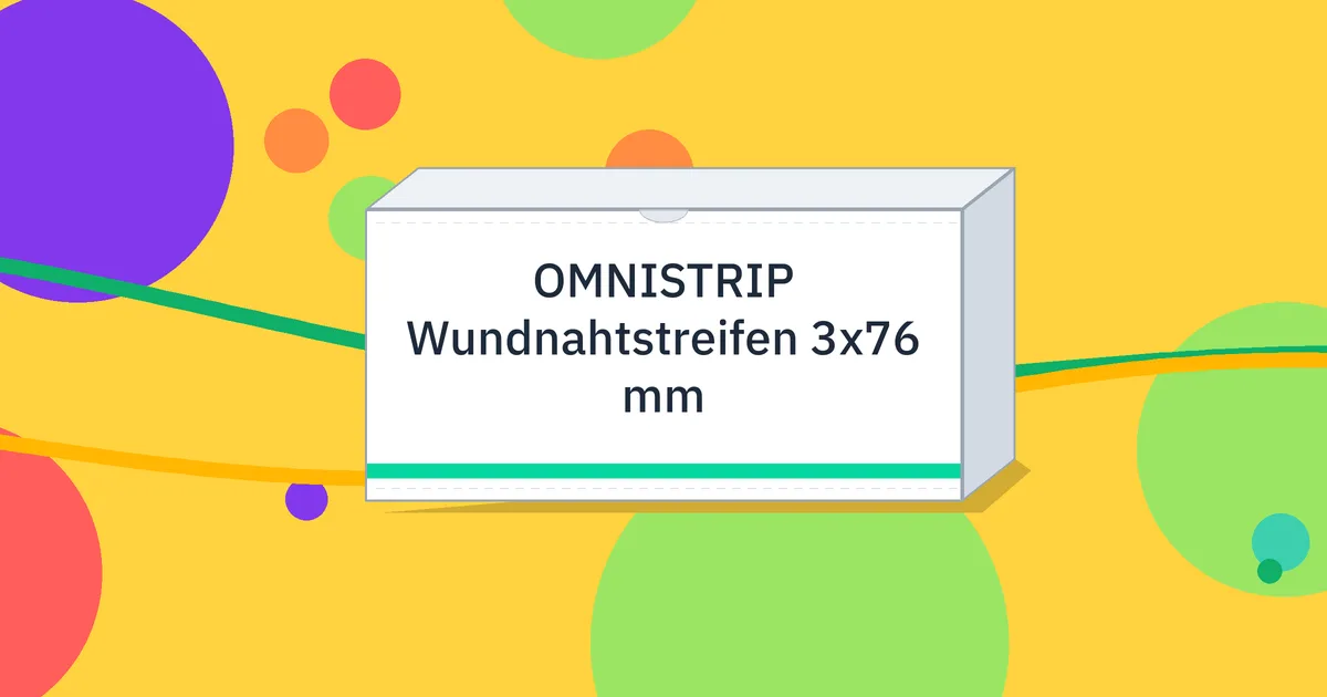 Symbolbild: Packung mit der Aufschrift OMNISTRIP Wundnahtstreifen 3x76 mm (PZN 14443468) – Verfügbarkeit und Bezug in Apotheken in Frankfurt am Main