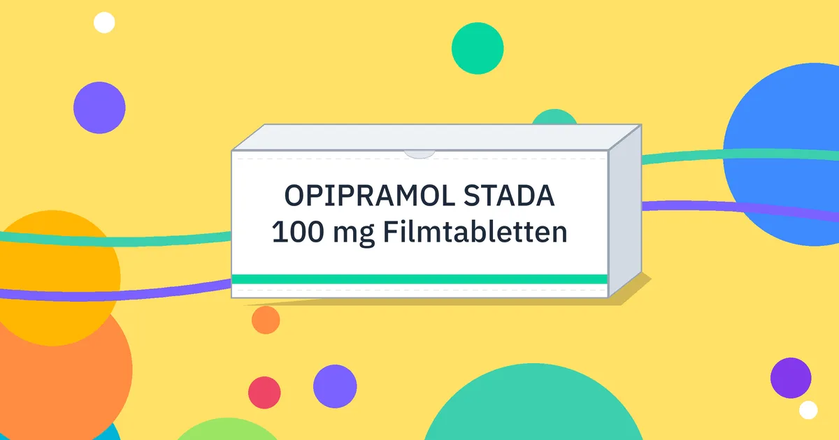 Symbolbild: Packung mit der Aufschrift OPIPRAMOL STADA 100 mg Filmtabletten (PZN 04775979) – Verfügbarkeit und Bezug in Apotheken in Frankfurt am Main