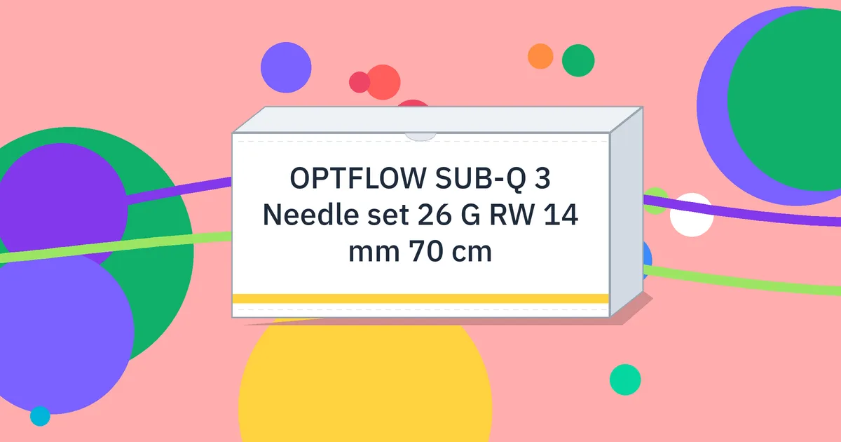 Symbolbild: Packung mit der Aufschrift OPTFLOW SUB-Q 3 Needle set 26 G RW 14 mm 70 cm (PZN 16871493) – Verfügbarkeit und Bezug in Apotheken in Frankfurt am Main