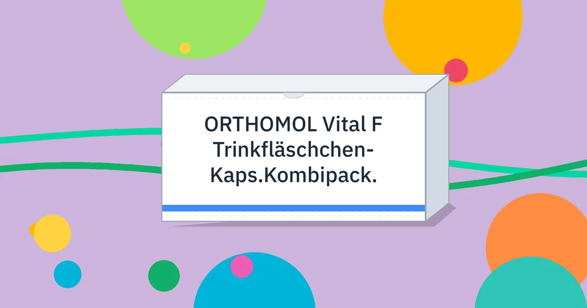 Symbolbild: Packung mit der Aufschrift ORTHOMOL Vital F Trinkfläschchen-Kaps.Kombipack. (PZN 01319689) – Verfügbarkeit und Bezug in Apotheken in Frankfurt am Main