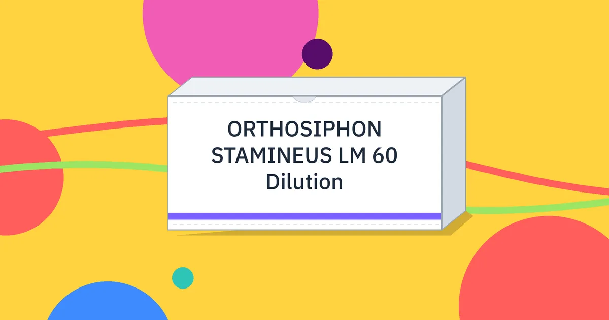 Symbolbild: Packung mit der Aufschrift ORTHOSIPHON STAMINEUS LM 60 Dilution (PZN 13628272) – Verfügbarkeit und Bezug in Apotheken in Frankfurt am Main