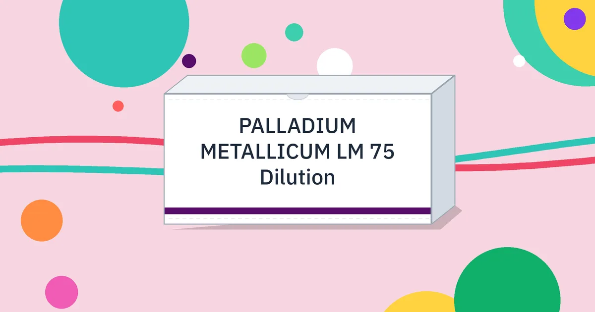 Symbolbild: Packung mit der Aufschrift PALLADIUM METALLICUM LM 75 Dilution (PZN 12975675) – Verfügbarkeit und Bezug in Apotheken in Frankfurt am Main
