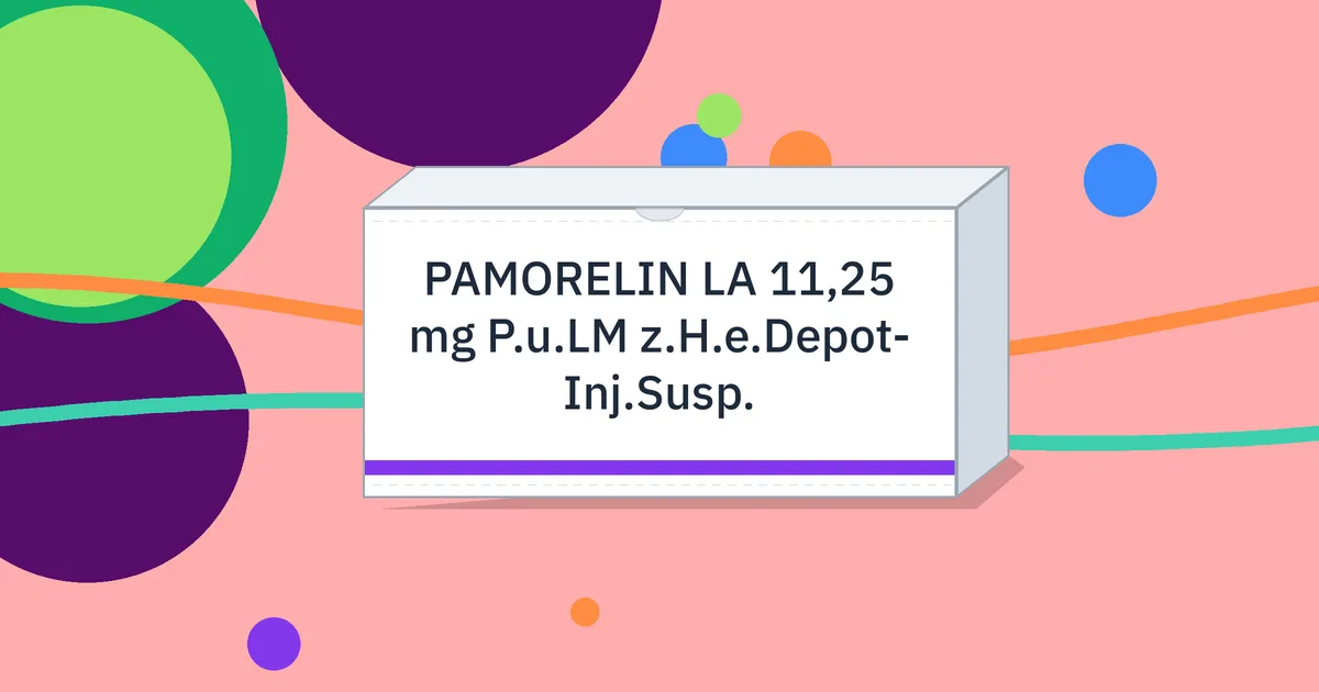 Symbolbild: Packung mit der Aufschrift PAMORELIN LA 11,25 mg P.u.LM z.H.e.Depot-Inj.Susp. (PZN 16703689) – Verfügbarkeit und Bezug in Apotheken in Frankfurt am Main