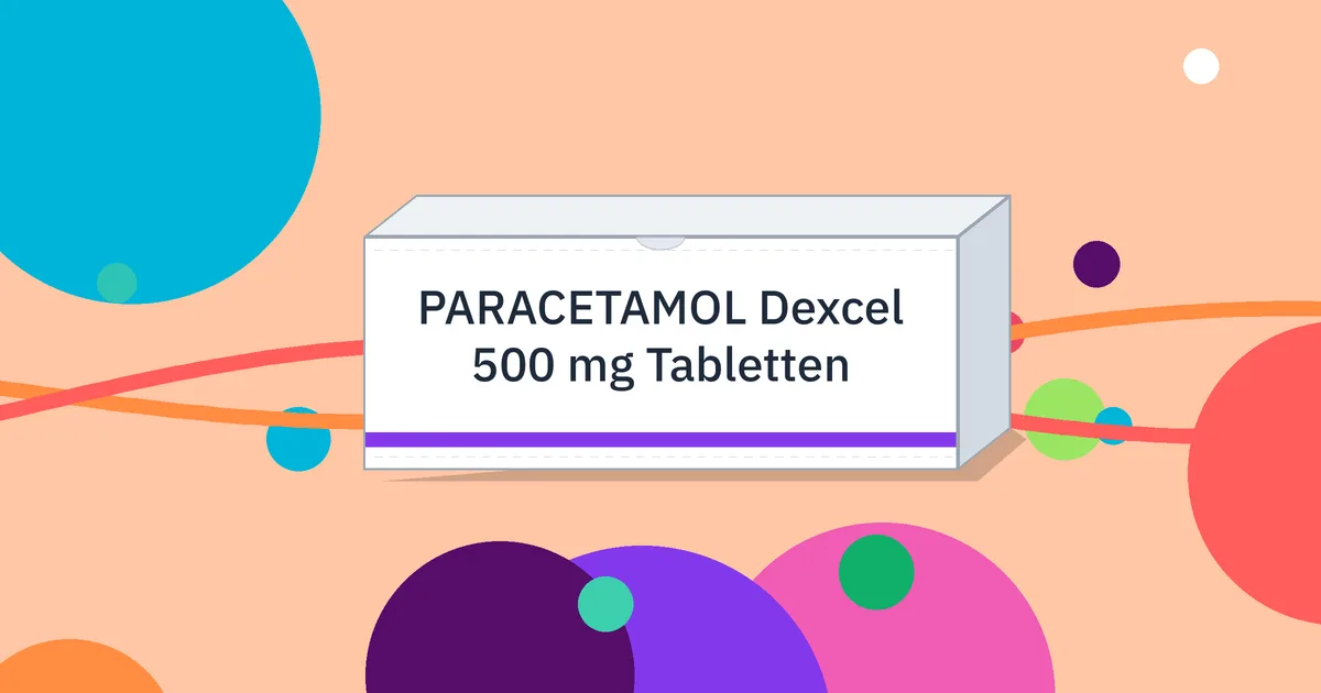 Symbolbild: Packung mit der Aufschrift PARACETAMOL Dexcel 500 mg Tabletten (PZN 18311203) – Verfügbarkeit und Bezug in Apotheken in Frankfurt am Main