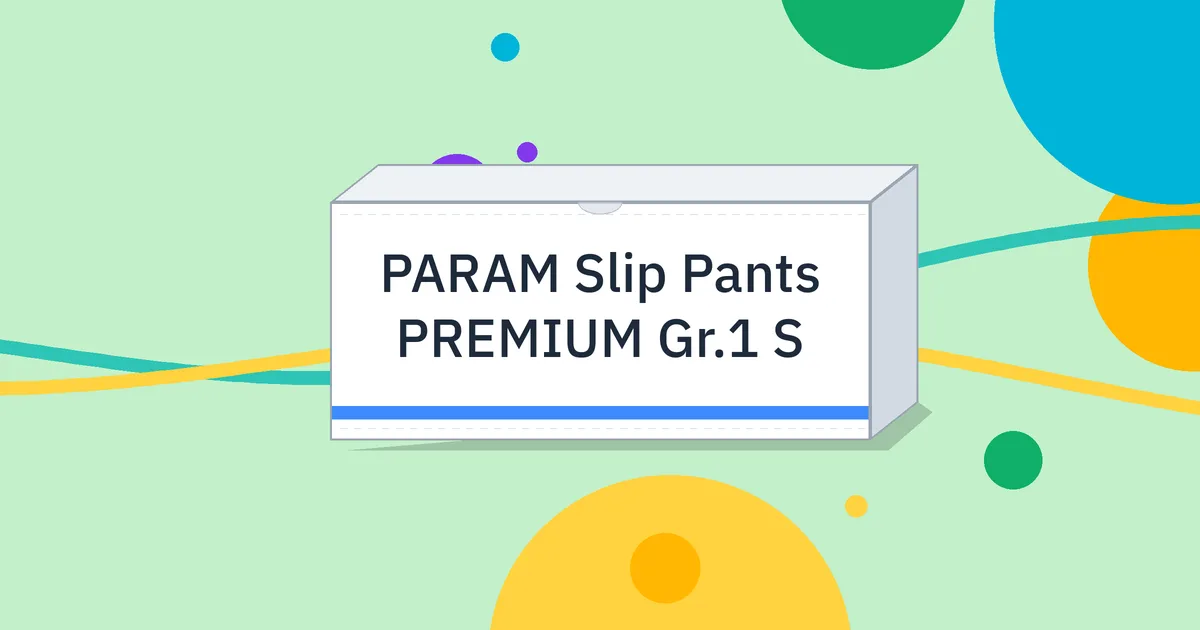 Symbolbild: Packung mit der Aufschrift PARAM Slip Pants PREMIUM Gr.1 S (PZN 19210958) – Verfügbarkeit und Bezug in Apotheken in Frankfurt am Main
