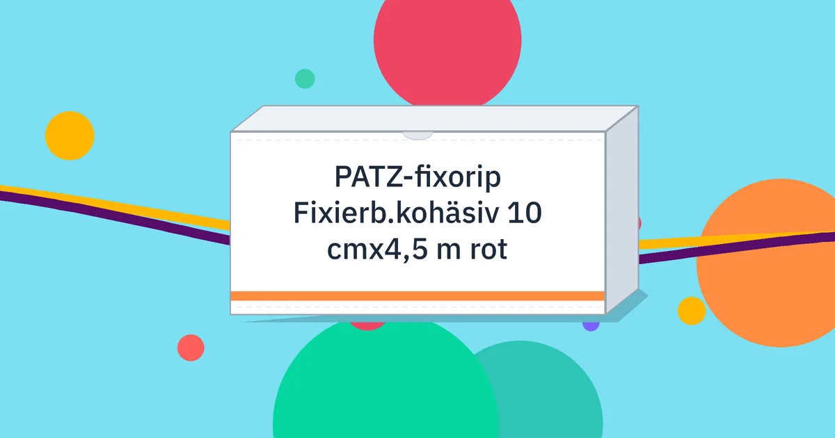 Symbolbild: Packung mit der Aufschrift PATZ-fixorip Fixierb.kohäsiv 10 cmx4,5 m rot (PZN 10786906) – Verfügbarkeit und Bezug in Apotheken in Frankfurt am Main