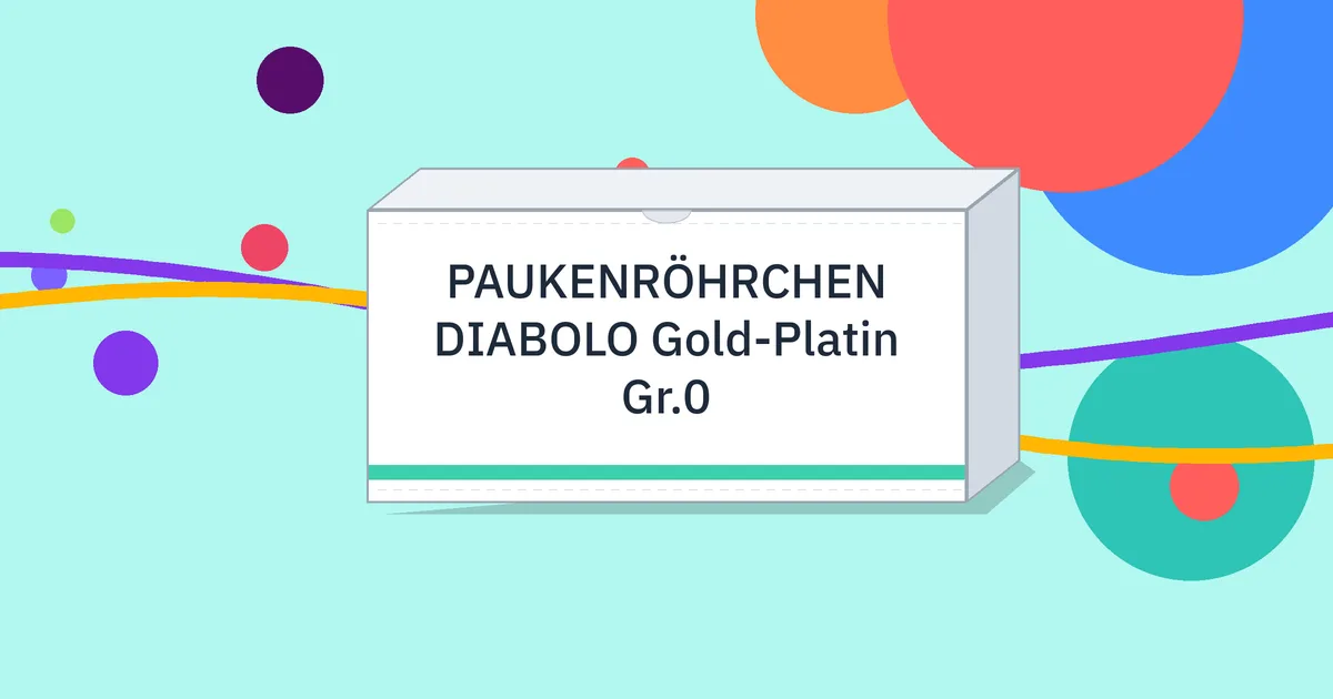 Symbolbild: Packung mit der Aufschrift PAUKENRÖHRCHEN DIABOLO Gold-Platin Gr.0 (PZN 09652945) – Verfügbarkeit und Bezug in Apotheken in Frankfurt am Main