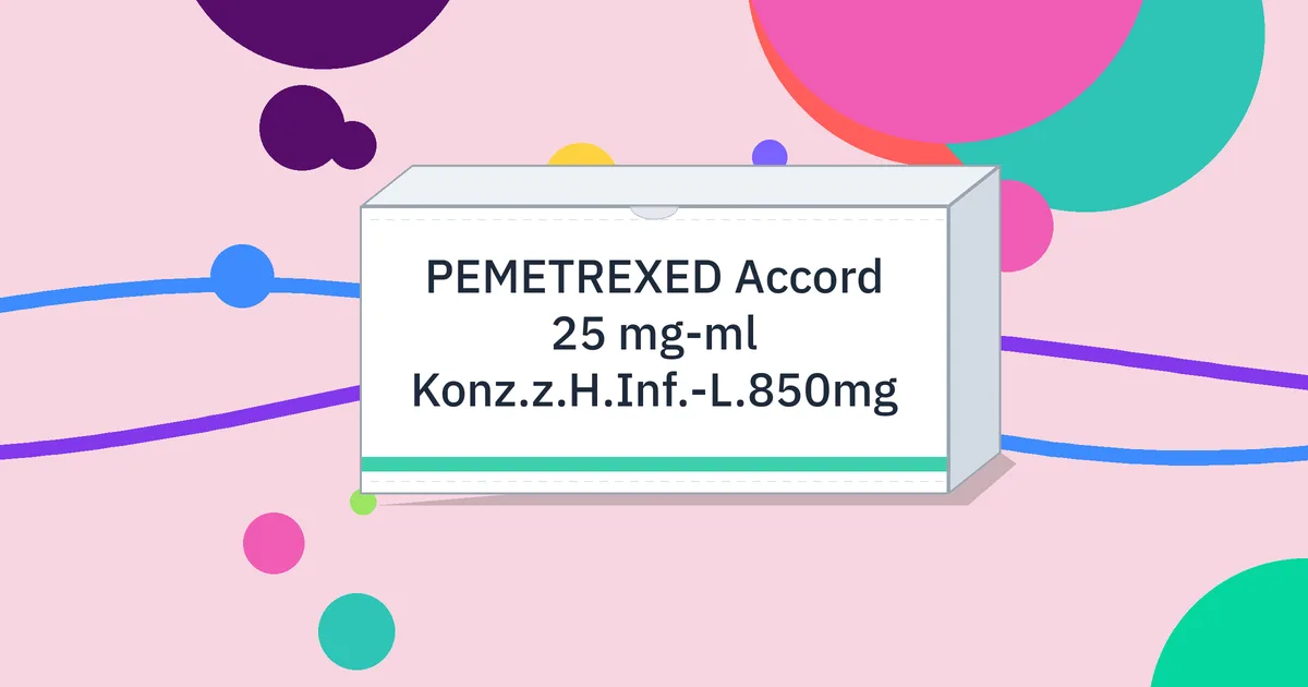 Symbolbild: Packung mit der Aufschrift PEMETREXED Accord 25 mg-ml Konz.z.H.Inf.-L.850mg (PZN 16910796) – Verfügbarkeit und Bezug in Apotheken in Frankfurt am Main