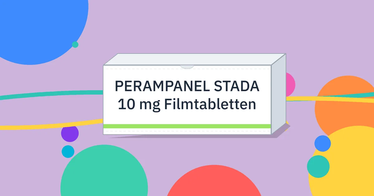 Symbolbild: Packung mit der Aufschrift PERAMPANEL STADA 10 mg Filmtabletten (PZN 20143405) – Verfügbarkeit und Bezug in Apotheken in Frankfurt am Main