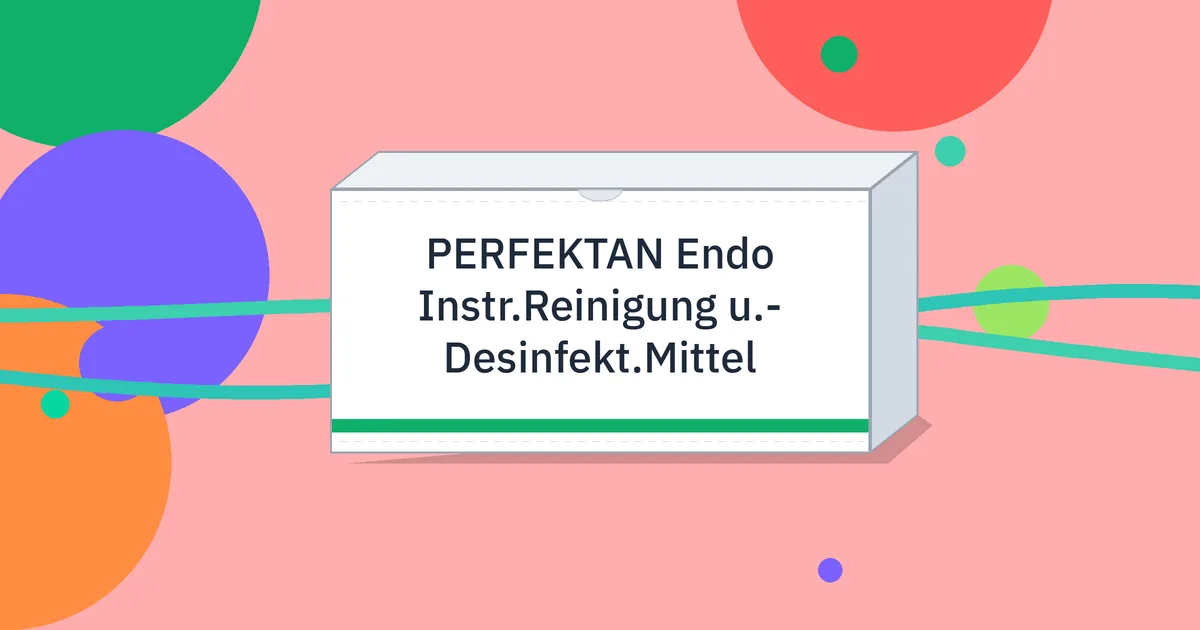 Symbolbild: Packung mit der Aufschrift PERFEKTAN Endo Instr.Reinigung u.-Desinfekt.Mittel (PZN 01899563) – Verfügbarkeit und Bezug in Apotheken in Frankfurt am Main