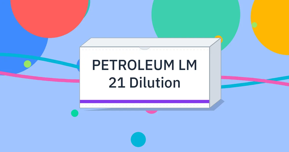 Symbolbild: Packung mit der Aufschrift PETROLEUM LM 21 Dilution (PZN 12977786) – Verfügbarkeit und Bezug in Apotheken in Frankfurt am Main