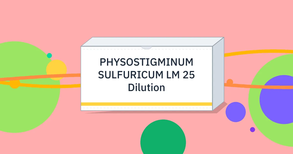 Symbolbild: Packung mit der Aufschrift PHYSOSTIGMINUM SULFURICUM LM 25 Dilution (PZN 13640333) – Verfügbarkeit und Bezug in Apotheken in Frankfurt am Main