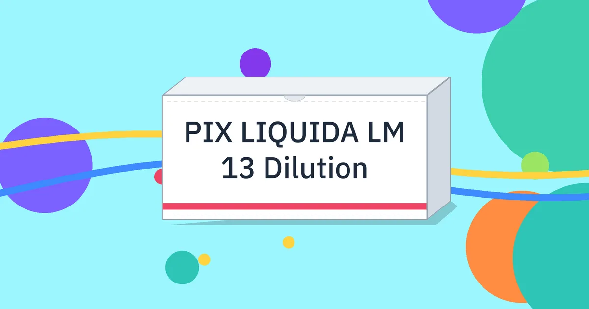 Symbolbild: Packung mit der Aufschrift PIX LIQUIDA LM 13 Dilution (PZN 13646241) – Verfügbarkeit und Bezug in Apotheken in Frankfurt am Main