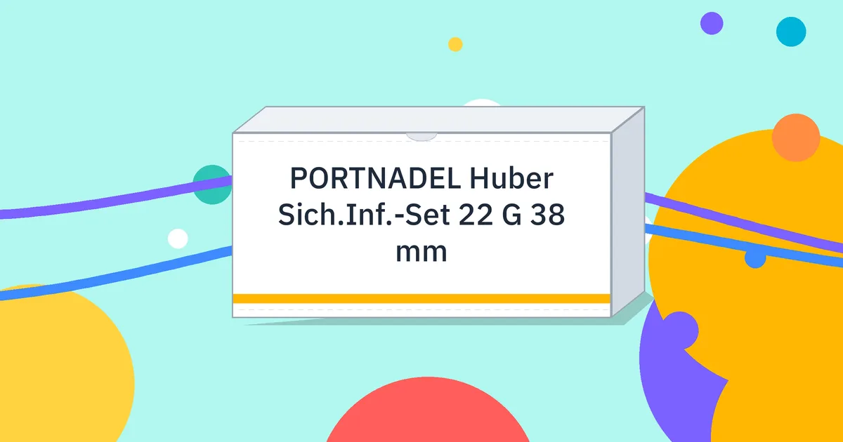 Symbolbild: Packung mit der Aufschrift PORTNADEL Huber Sich.Inf.-Set 22 G 38 mm (PZN 16037436) – Verfügbarkeit und Bezug in Apotheken in Frankfurt am Main