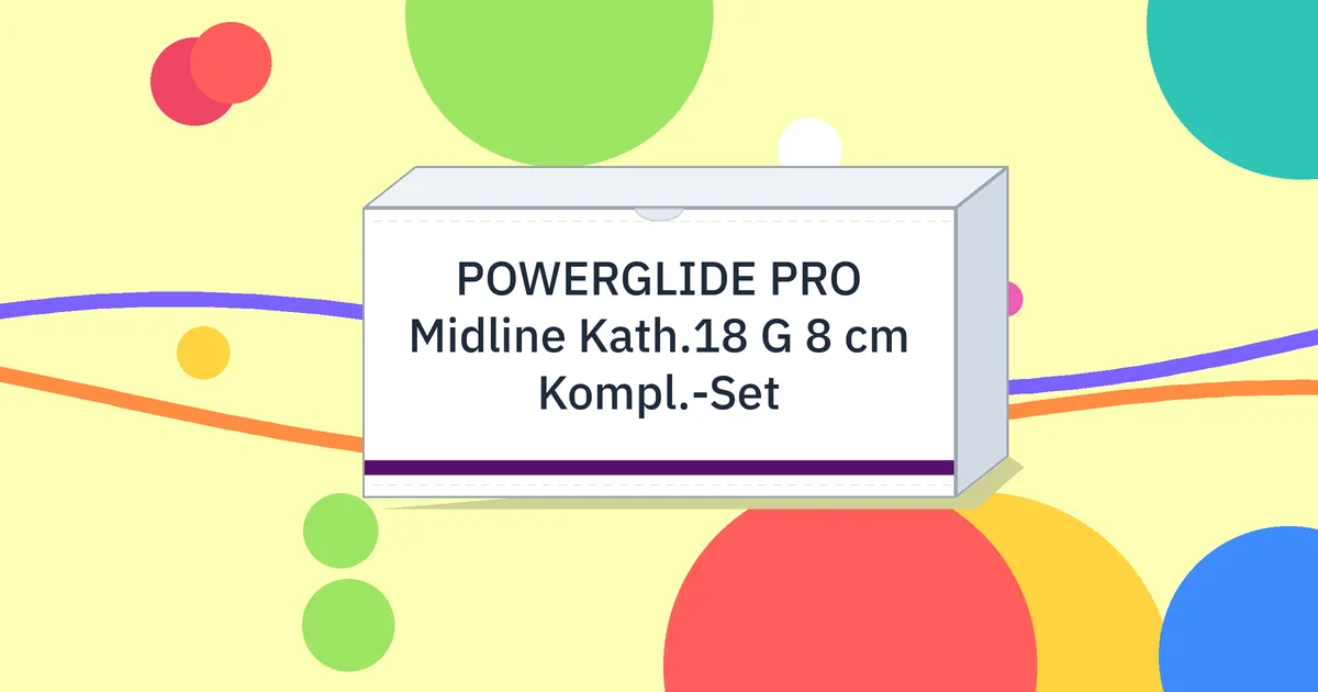 Symbolbild: Packung mit der Aufschrift POWERGLIDE PRO Midline Kath.18 G 8 cm Kompl.-Set (PZN 17151200) – Verfügbarkeit und Bezug in Apotheken in Frankfurt am Main