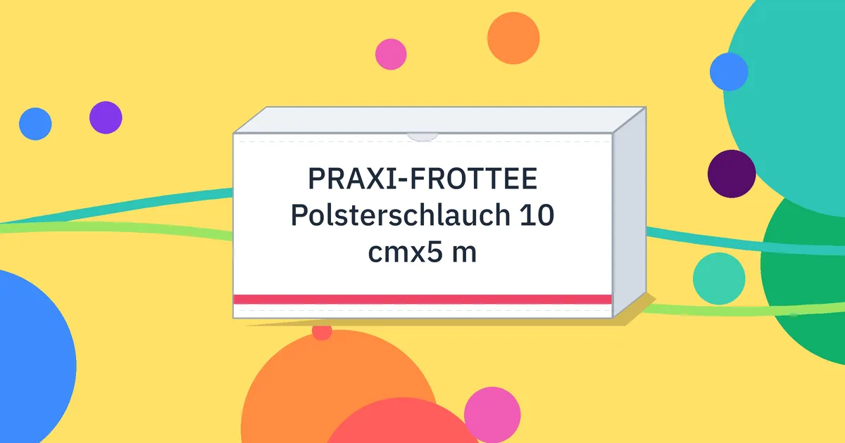 Symbolbild: Packung mit der Aufschrift PRAXI-FROTTEE Polsterschlauch 10 cmx5 m (PZN 12825941) – Verfügbarkeit und Bezug in Apotheken in Frankfurt am Main