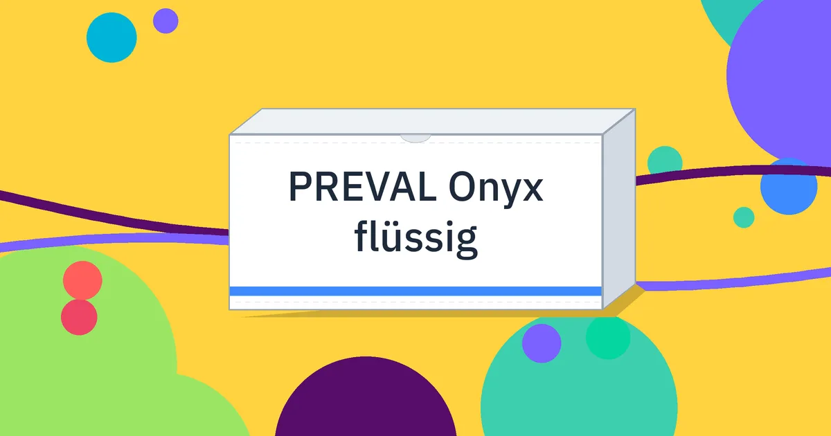 Symbolbild: Packung mit der Aufschrift PREVAL Onyx flüssig (PZN 02497513) – Verfügbarkeit und Bezug in Apotheken in Frankfurt am Main
