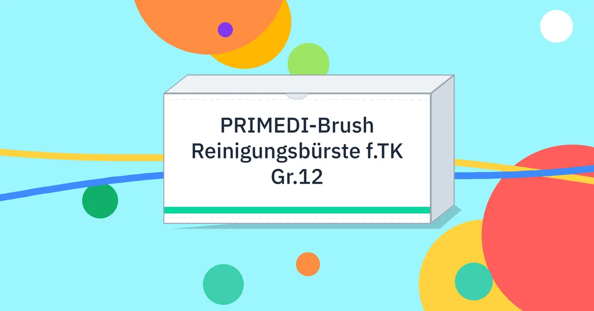 Symbolbild: Packung mit der Aufschrift PRIMEDI-Brush Reinigungsbürste f.TK Gr.12 (PZN 10916496) – Verfügbarkeit und Bezug in Apotheken in Frankfurt am Main