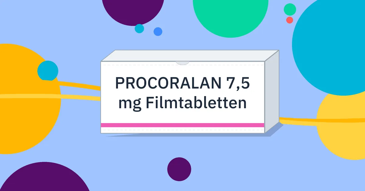 Symbolbild: Packung mit der Aufschrift PROCORALAN 7,5 mg Filmtabletten (PZN 10402426) – Verfügbarkeit und Bezug in Apotheken in Frankfurt am Main