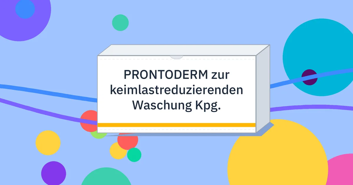 Symbolbild: Packung mit der Aufschrift PRONTODERM zur keimlastreduzierenden Waschung Kpg. (PZN 15566121) – Verfügbarkeit und Bezug in Apotheken in Frankfurt am Main