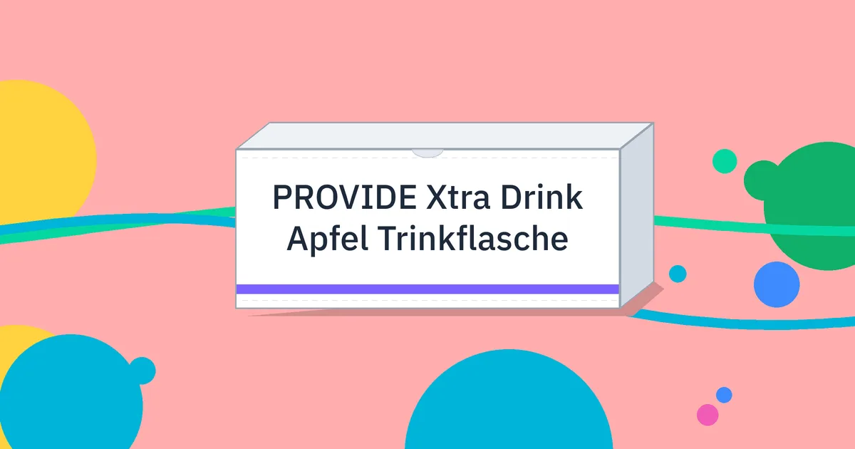 Symbolbild: Packung mit der Aufschrift PROVIDE Xtra Drink Apfel Trinkflasche (PZN 00350214) – Verfügbarkeit und Bezug in Apotheken in Frankfurt am Main