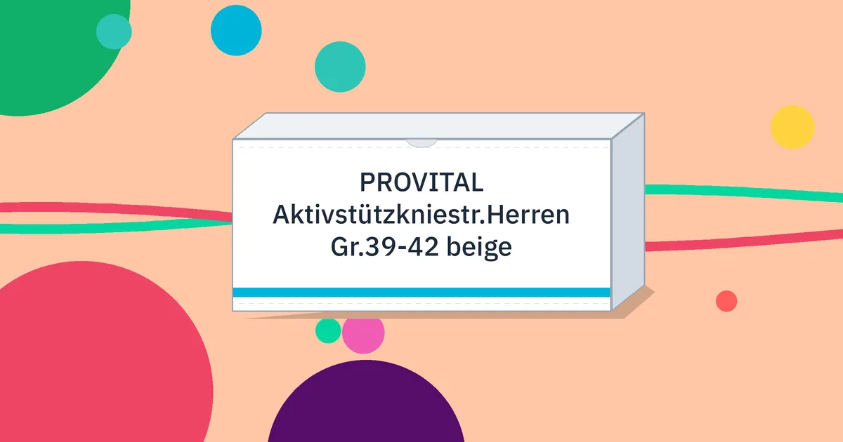 Symbolbild: Packung mit der Aufschrift PROVITAL Aktivstützkniestr.Herren Gr.39-42 beige (PZN 14251510) – Verfügbarkeit und Bezug in Apotheken in Frankfurt am Main