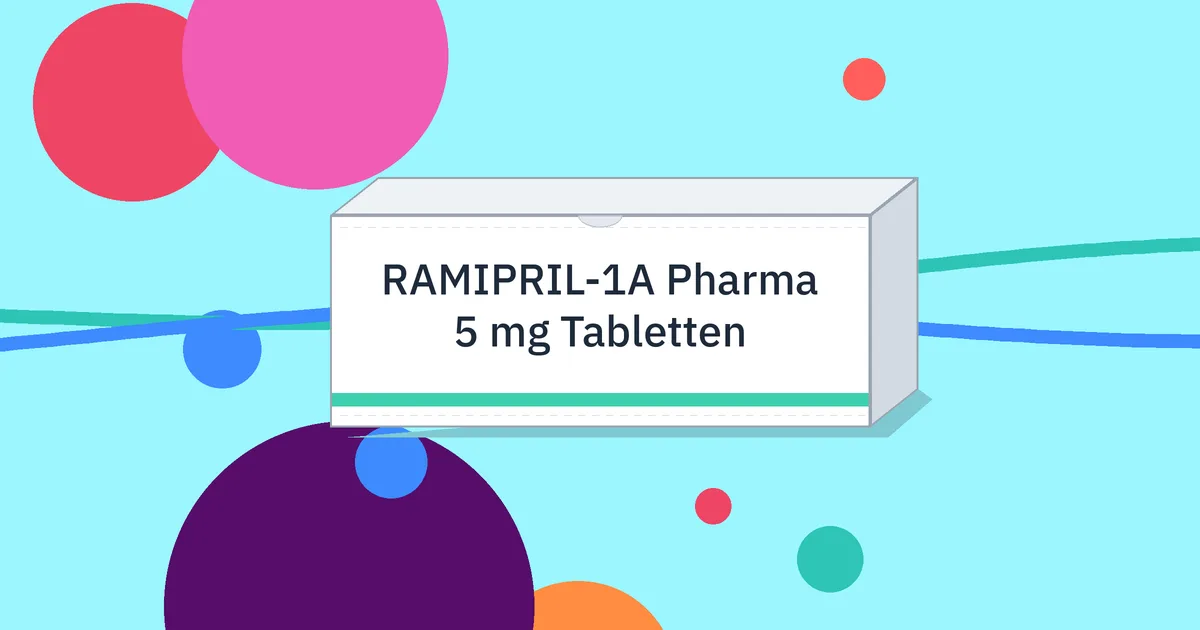 Symbolbild: Packung mit der Aufschrift RAMIPRIL-1A Pharma 5 mg Tabletten (PZN 00766759) – Verfügbarkeit und Bezug in Apotheken in Frankfurt am Main