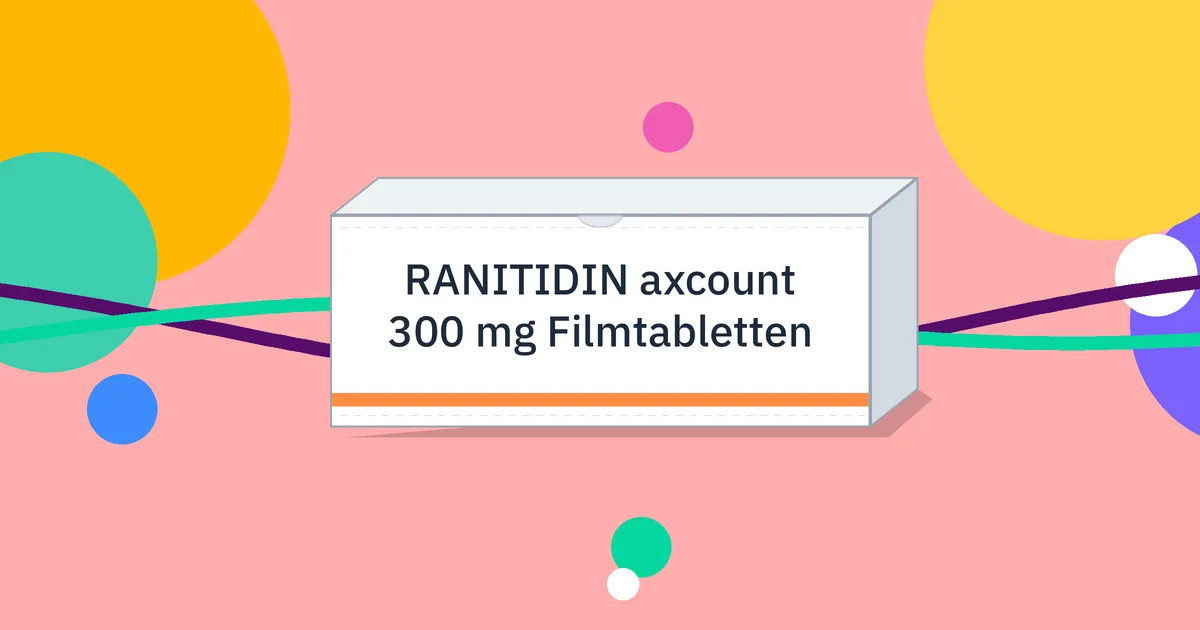 Symbolbild: Packung mit der Aufschrift RANITIDIN axcount 300 mg Filmtabletten (PZN 00340658) – Verfügbarkeit und Bezug in Apotheken in Frankfurt am Main