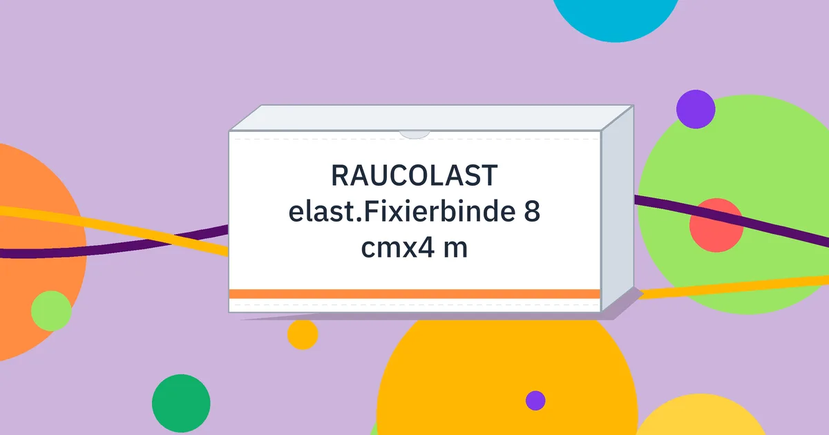 Symbolbild: Packung mit der Aufschrift RAUCOLAST elast.Fixierbinde 8 cmx4 m (PZN 12774712) – Verfügbarkeit und Bezug in Apotheken in Frankfurt am Main