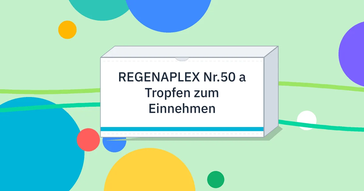 Symbolbild: Packung mit der Aufschrift REGENAPLEX Nr.50 a Tropfen zum Einnehmen (PZN 08800496) – Verfügbarkeit und Bezug in Apotheken in Frankfurt am Main