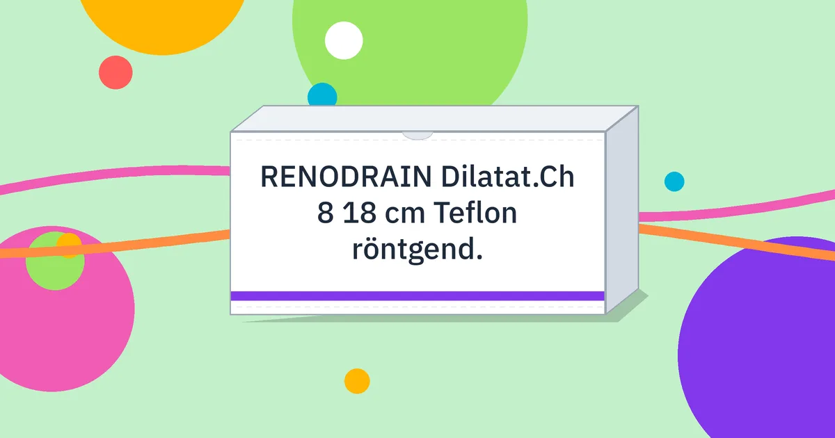 Symbolbild: Packung mit der Aufschrift RENODRAIN Dilatat.Ch 8 18 cm Teflon röntgend. (PZN 00444599) – Verfügbarkeit und Bezug in Apotheken in Frankfurt am Main