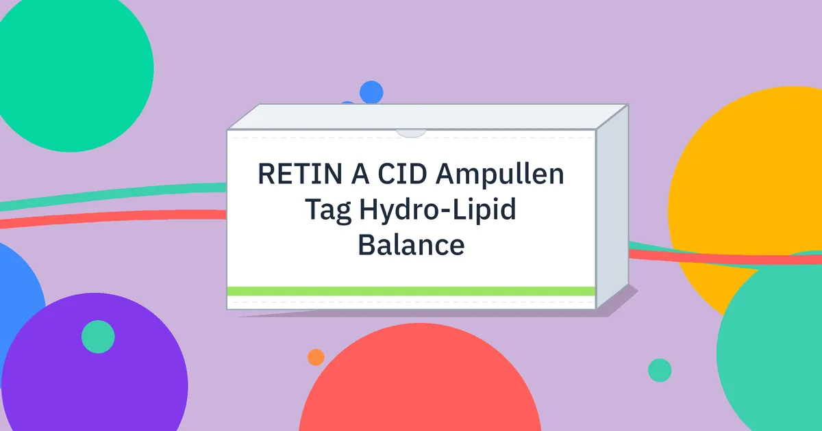 Symbolbild: Packung mit der Aufschrift RETIN A CID Ampullen Tag Hydro-Lipid Balance (PZN 10916987) – Verfügbarkeit und Bezug in Apotheken in Frankfurt am Main