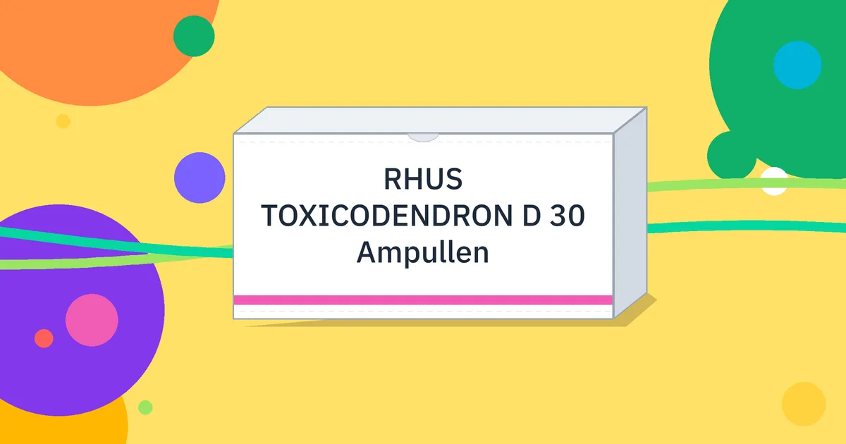 Symbolbild: Packung mit der Aufschrift RHUS TOXICODENDRON D 30 Ampullen (PZN 01625908) – Verfügbarkeit und Bezug in Apotheken in Frankfurt am Main
