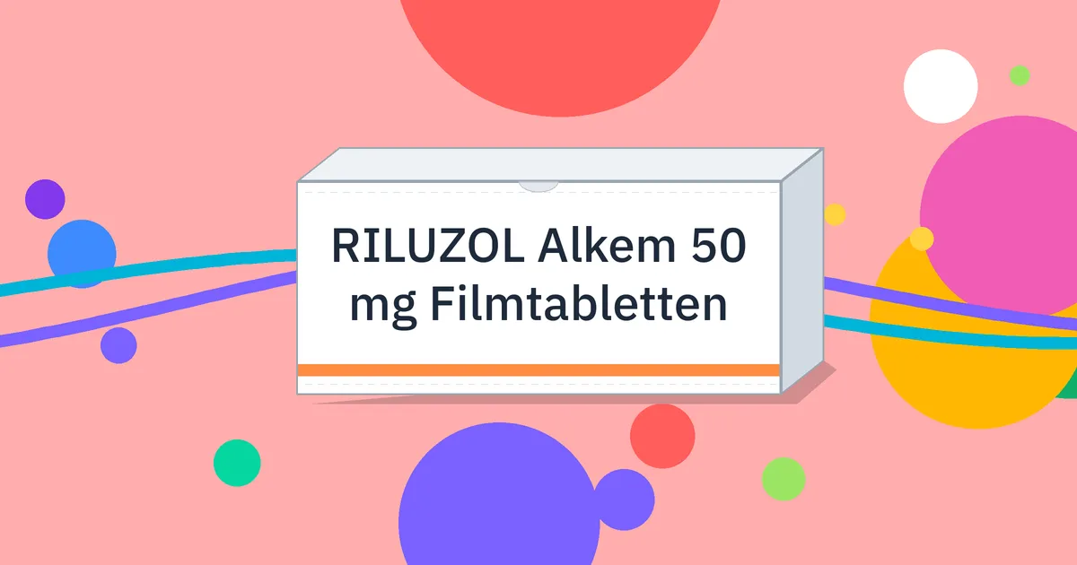 Symbolbild: Packung mit der Aufschrift RILUZOL Alkem 50 mg Filmtabletten (PZN 14261388) – Verfügbarkeit und Bezug in Apotheken in Frankfurt am Main
