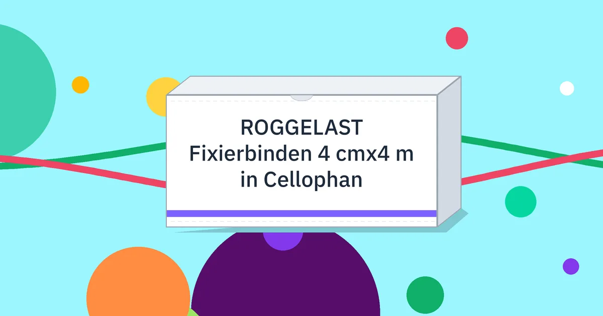 Symbolbild: Packung mit der Aufschrift ROGGELAST Fixierbinden 4 cmx4 m in Cellophan (PZN 03438398) – Verfügbarkeit und Bezug in Apotheken in Frankfurt am Main
