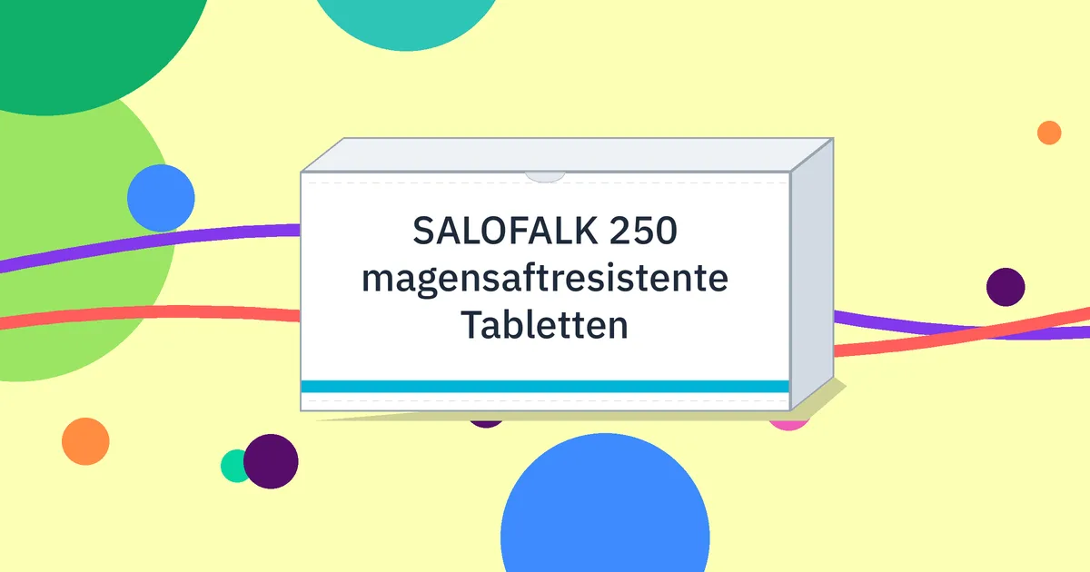 Symbolbild: Packung mit der Aufschrift SALOFALK 250 magensaftresistente Tabletten (PZN 00201738) – Verfügbarkeit und Bezug in Apotheken in Frankfurt am Main