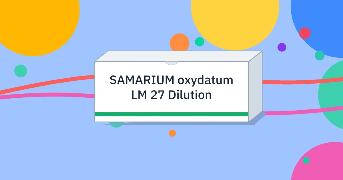 Symbolbild: Packung mit der Aufschrift SAMARIUM oxydatum LM 27 Dilution (PZN 13682969) – Verfügbarkeit und Bezug in Apotheken in Frankfurt am Main