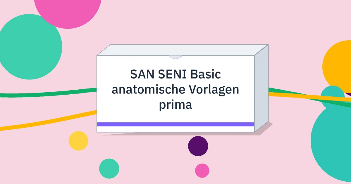 Symbolbild: Packung mit der Aufschrift SAN SENI Basic anatomische Vorlagen prima (PZN 13228615) – Verfügbarkeit und Bezug in Apotheken in Frankfurt am Main