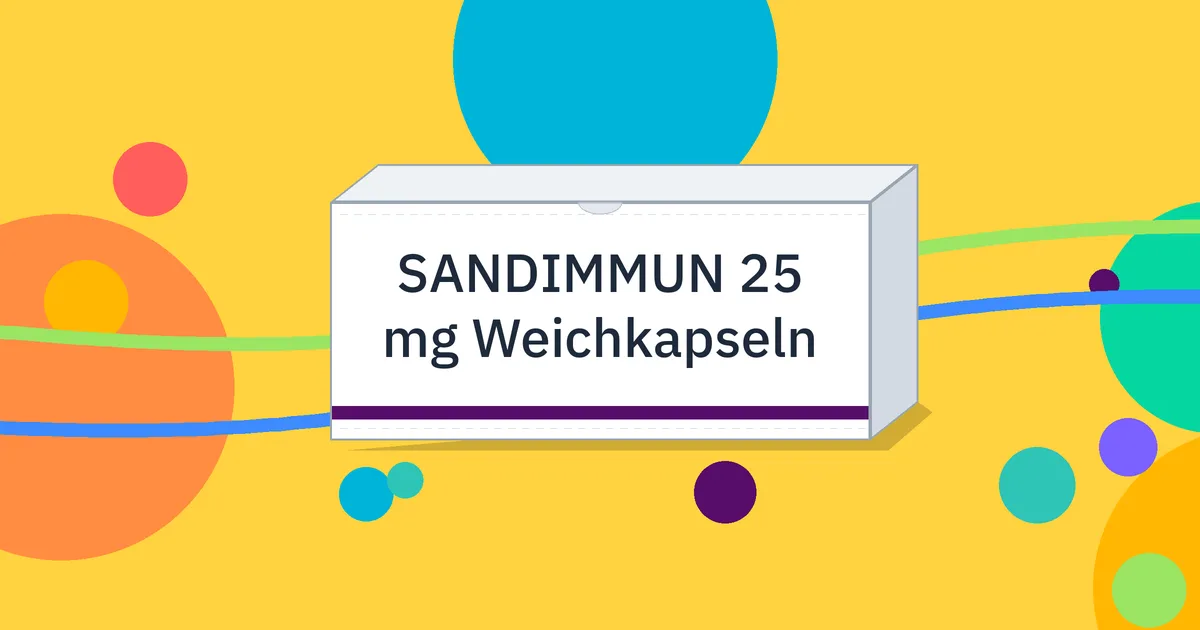 Symbolbild: Packung mit der Aufschrift SANDIMMUN 25 mg Weichkapseln (PZN 03633148) – Verfügbarkeit und Bezug in Apotheken in Frankfurt am Main