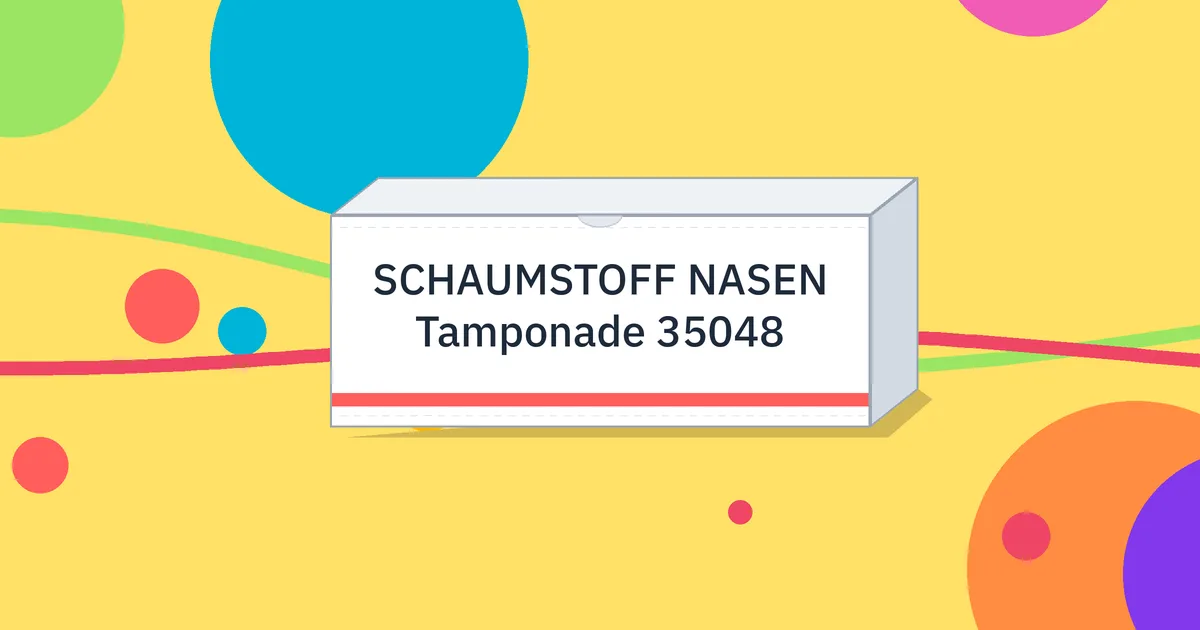 Symbolbild: Packung mit der Aufschrift SCHAUMSTOFF NASEN Tamponade 35048 (PZN 00185844) – Verfügbarkeit und Bezug in Apotheken in Frankfurt am Main