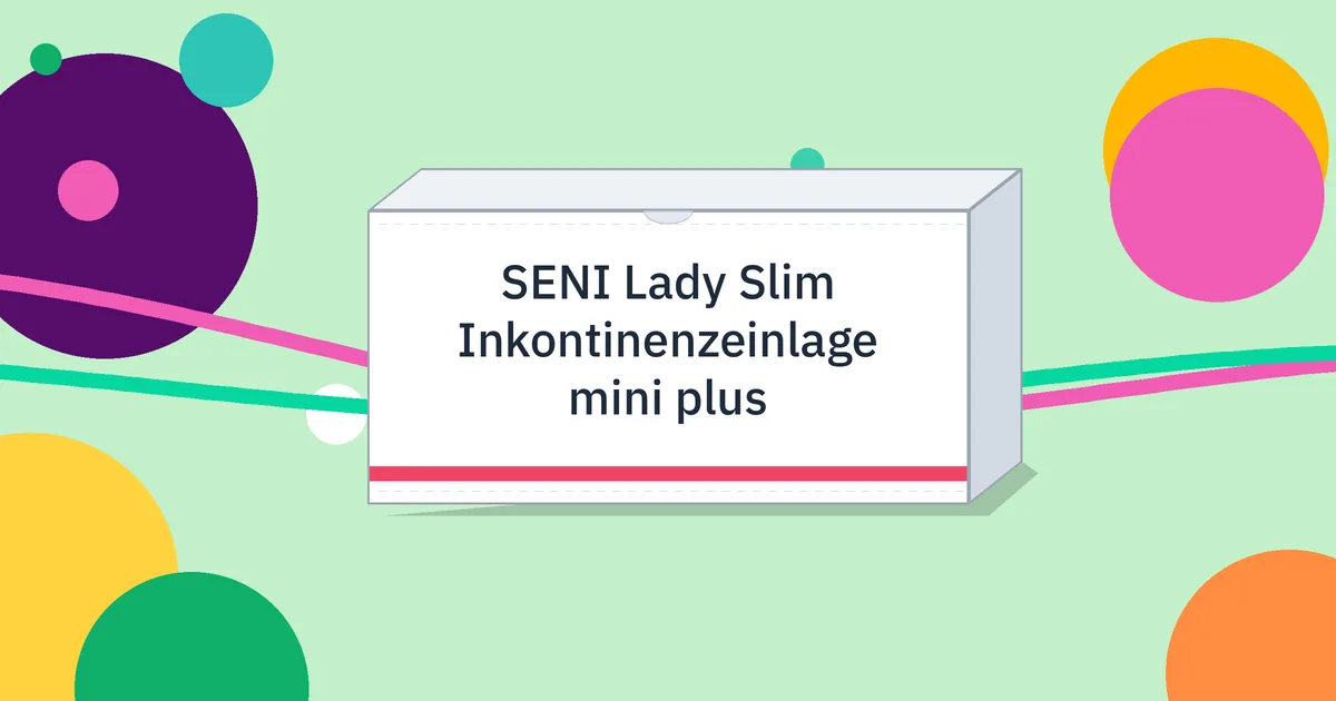 Symbolbild: Packung mit der Aufschrift SENI Lady Slim Inkontinenzeinlage mini plus (PZN 16617458) – Verfügbarkeit und Bezug in Apotheken in Frankfurt am Main