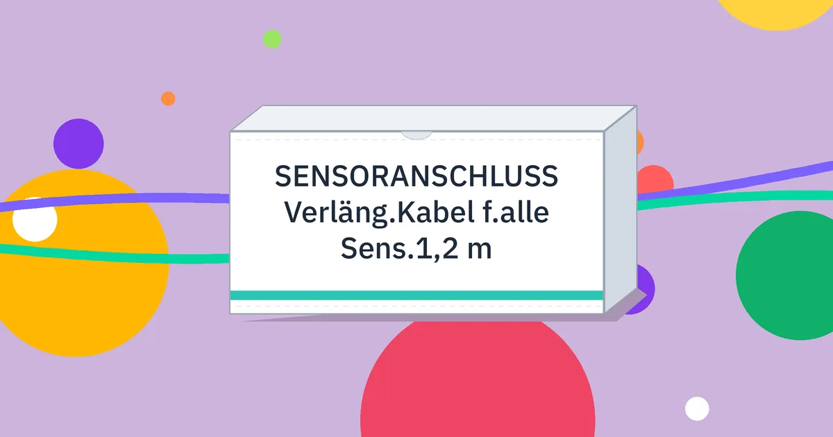Symbolbild: Packung mit der Aufschrift SENSORANSCHLUSS Verläng.Kabel f.alle Sens.1,2 m (PZN 03488686) – Verfügbarkeit und Bezug in Apotheken in Frankfurt am Main