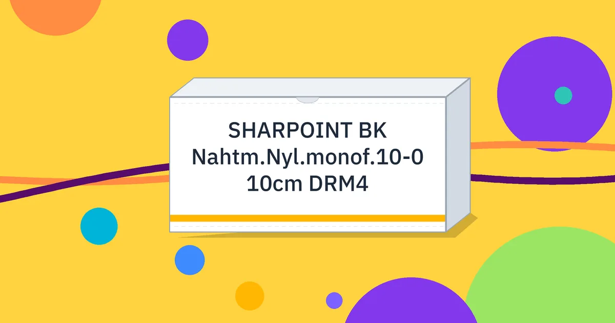 Symbolbild: Packung mit der Aufschrift SHARPOINT BK Nahtm.Nyl.monof.10-0 10cm DRM4 (PZN 17983538) – Verfügbarkeit und Bezug in Apotheken in Frankfurt am Main