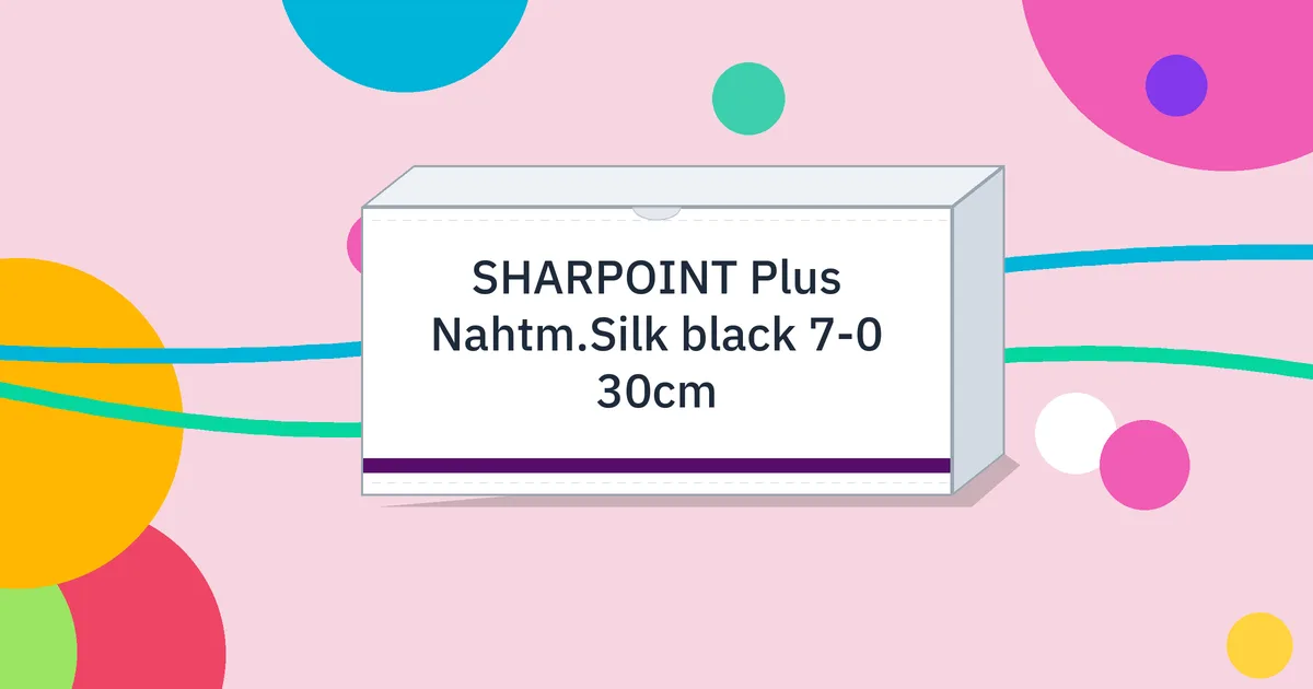 Symbolbild: Packung mit der Aufschrift SHARPOINT Plus Nahtm.Silk black 7-0 30cm (PZN 17995033) – Verfügbarkeit und Bezug in Apotheken in Frankfurt am Main