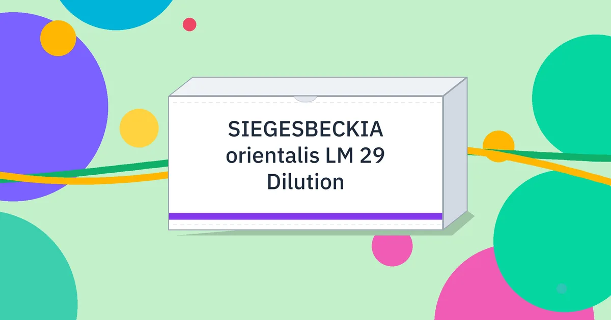 Symbolbild: Packung mit der Aufschrift SIEGESBECKIA orientalis LM 29 Dilution (PZN 13677603) – Verfügbarkeit und Bezug in Apotheken in Frankfurt am Main