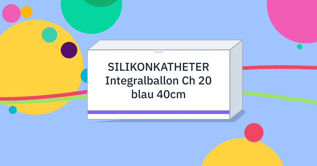 Symbolbild: Packung mit der Aufschrift SILIKONKATHETER Integralballon Ch 20 blau 40cm (PZN 09766577) – Verfügbarkeit und Bezug in Apotheken in Frankfurt am Main