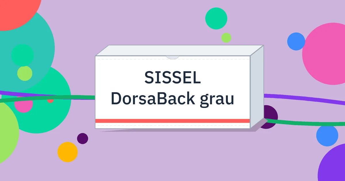 Symbolbild: Packung mit der Aufschrift SISSEL DorsaBack grau (PZN 07762635) – Verfügbarkeit und Bezug in Apotheken in Frankfurt am Main